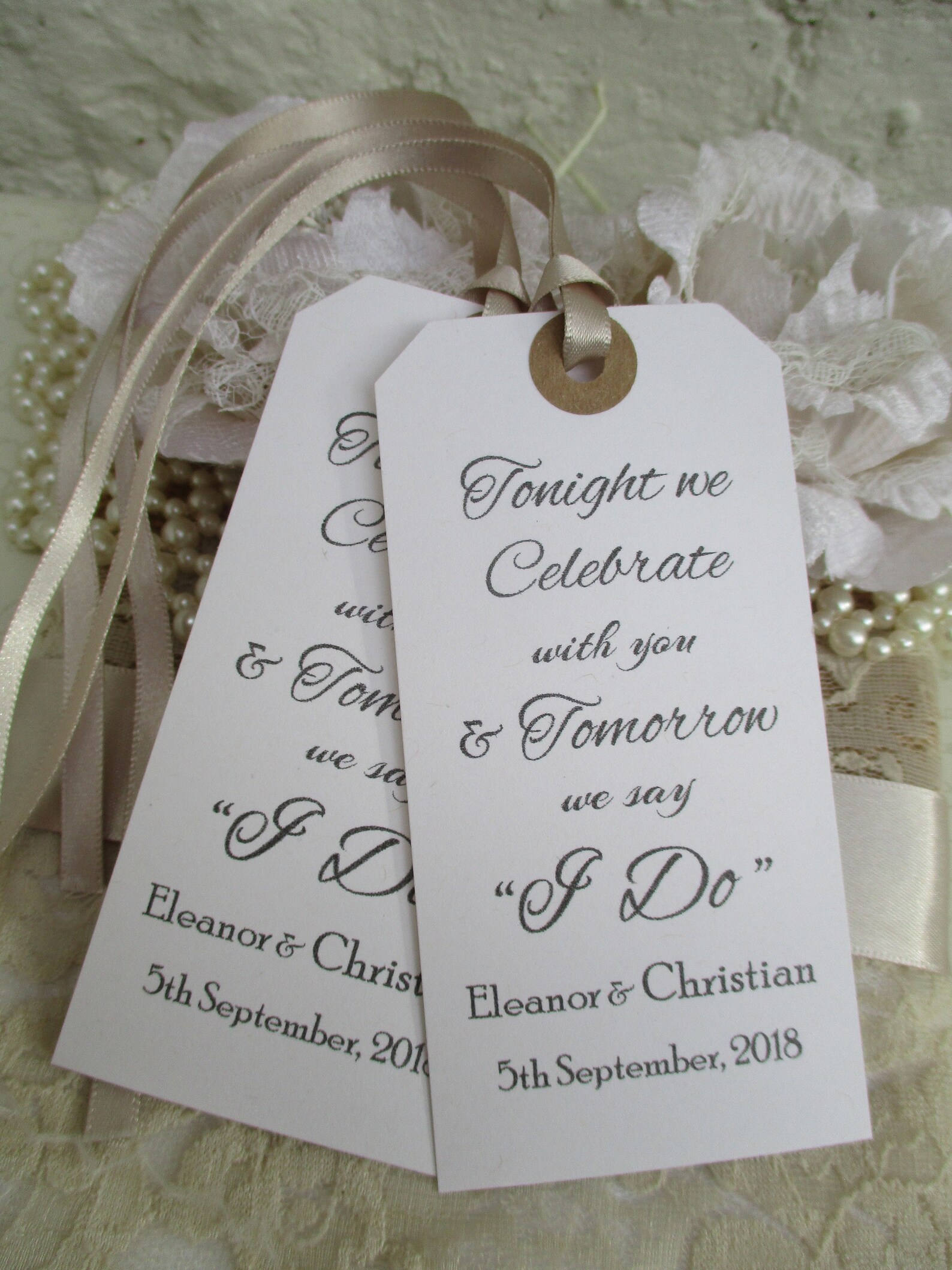 Wedding Rehearsal Dinner Tags Tonight We Celebrate - Etsy