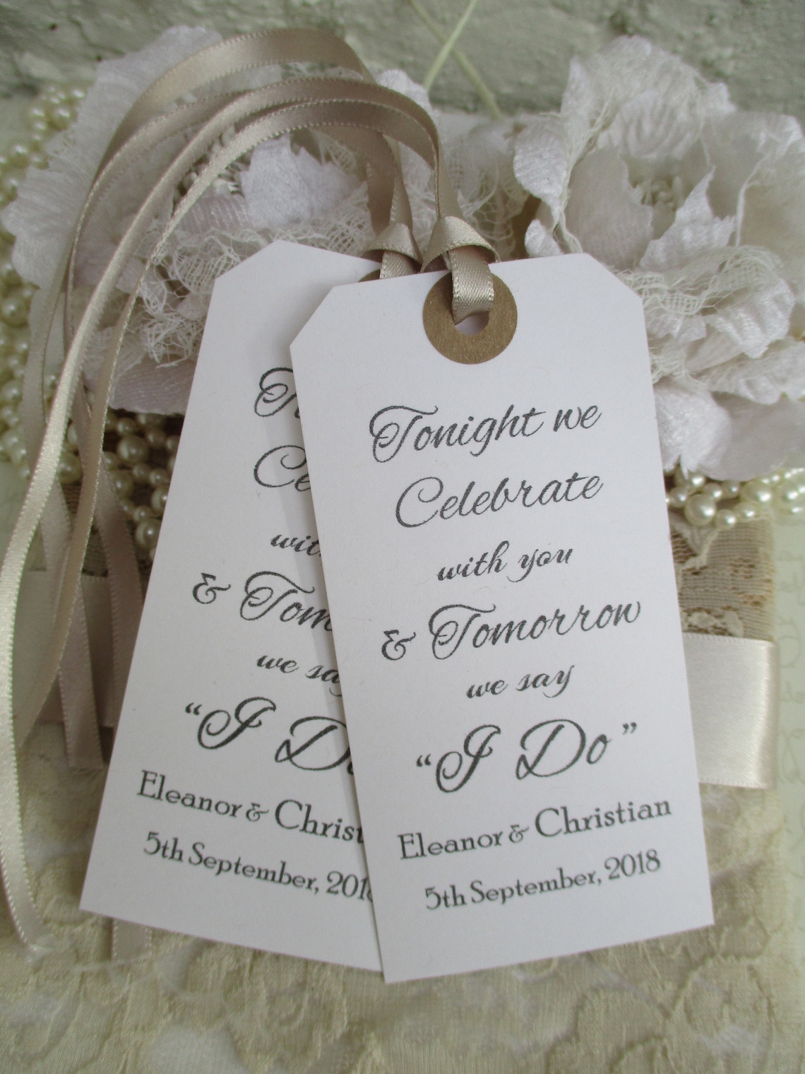 Wedding Rehearsal Dinner Tags Tonight We Celebrate - Etsy