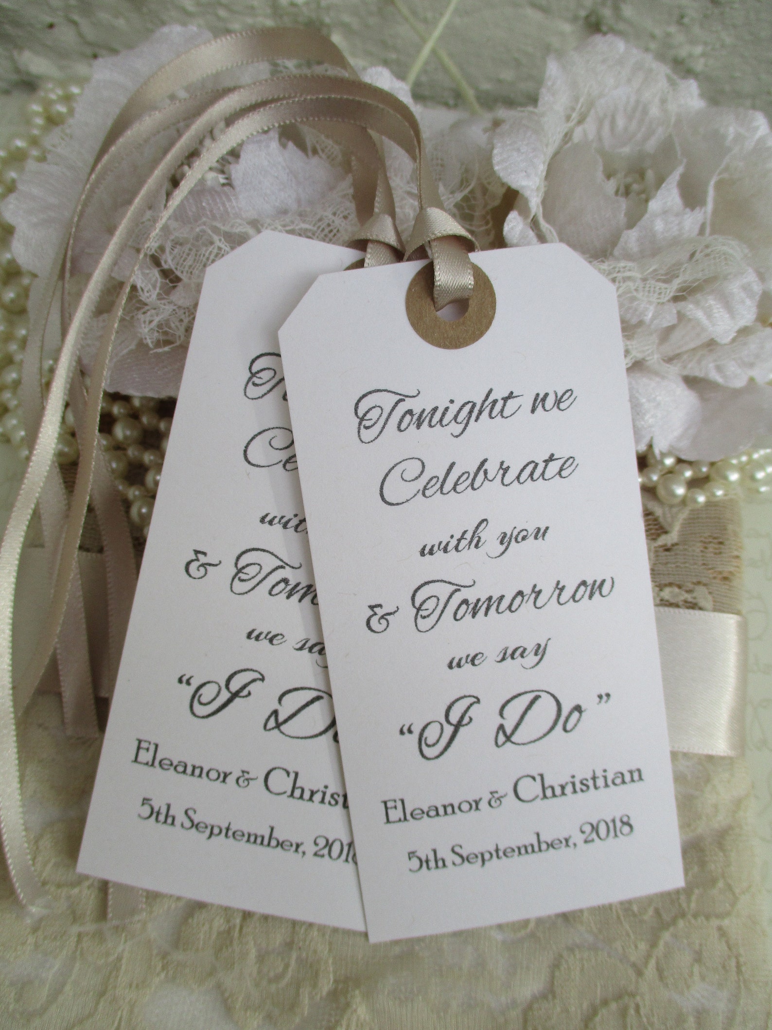 Wedding Rehearsal Dinner Tags Tonight We Celebrate - Etsy