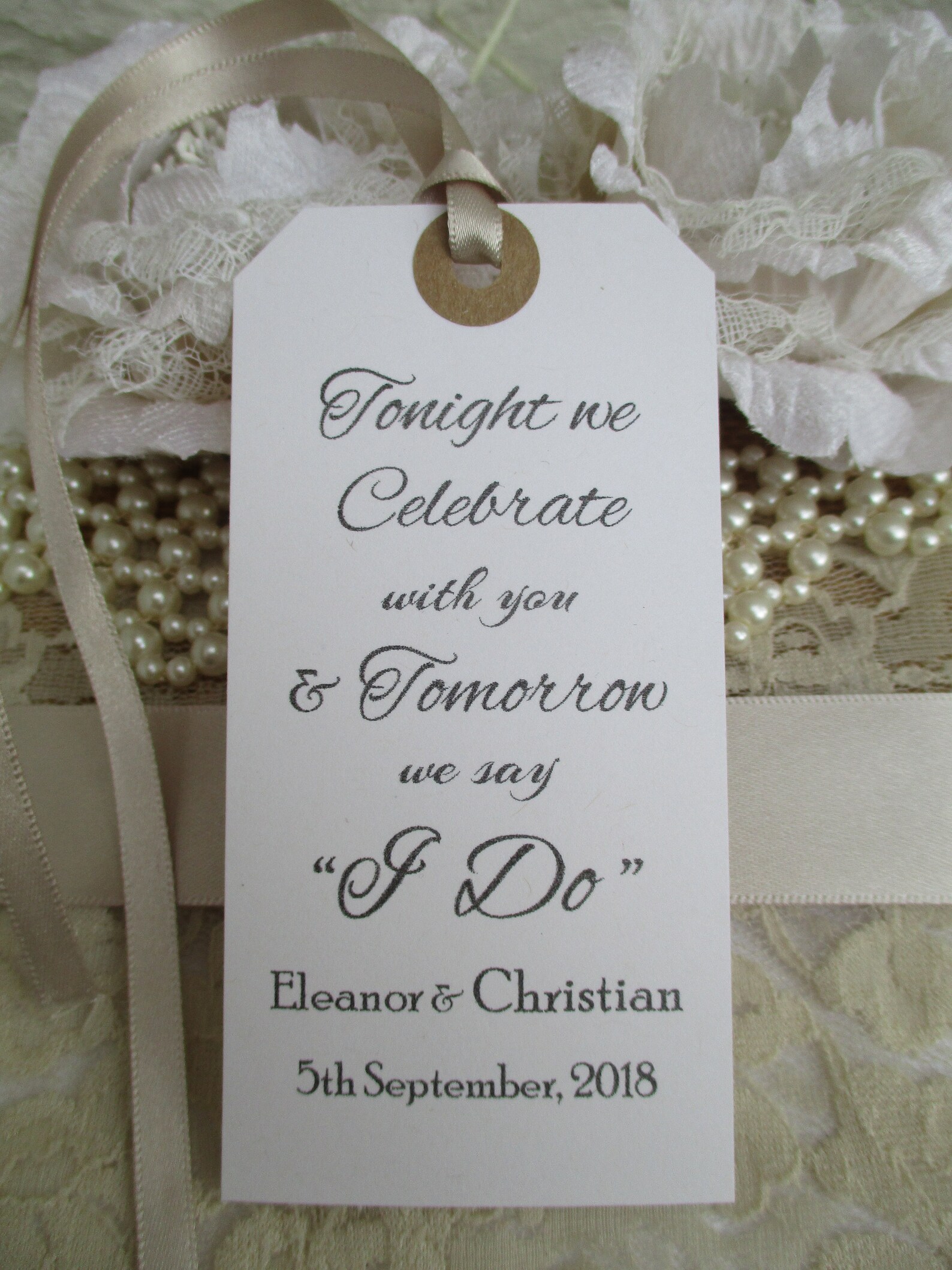 Wedding Rehearsal Dinner Tags Tonight We Celebrate - Etsy