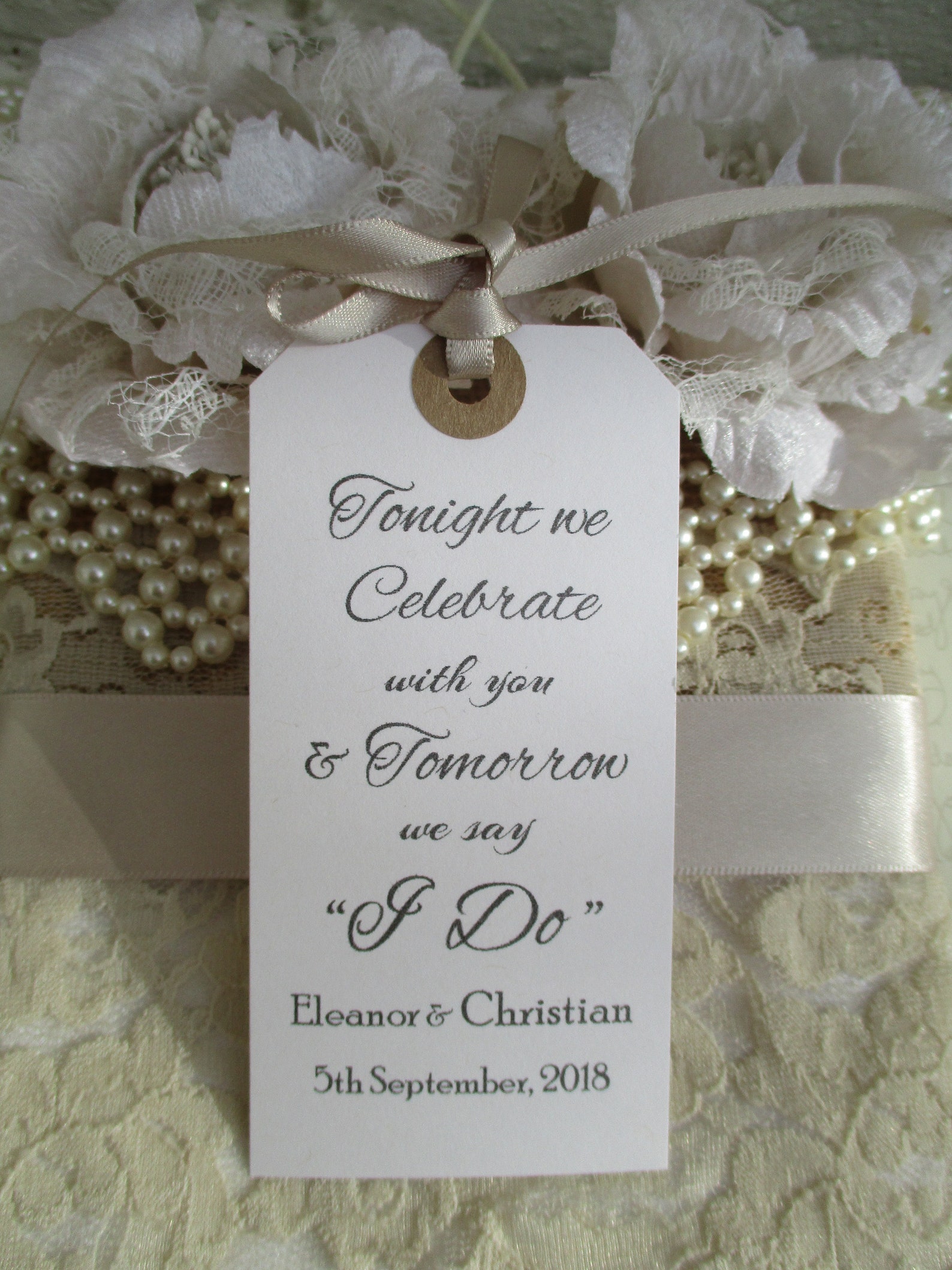 Wedding Rehearsal Dinner Tags Tonight We Celebrate - Etsy