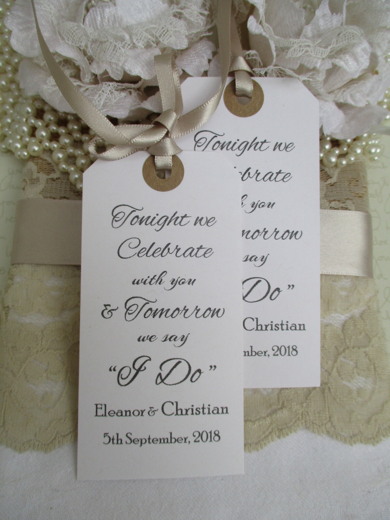 Wedding Rehearsal Dinner Tags Tonight We Celebrate - Etsy