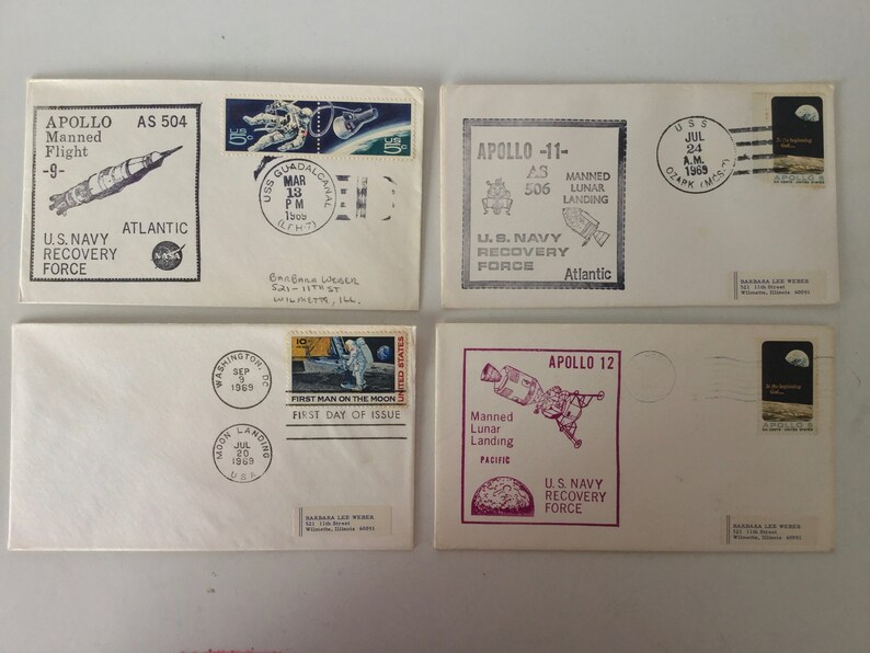 1969 Envelopes W/ SPACE STAMPS Apollo 9 11 12 First Man on | Etsy