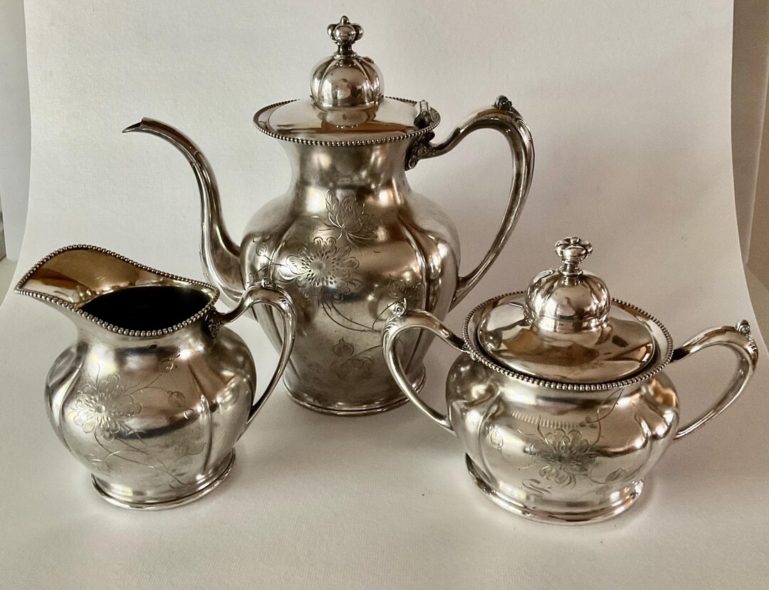 Victorian PAIRPOINT Quadruple Plate Tea Set 379 Exc Teapot Sugar ...