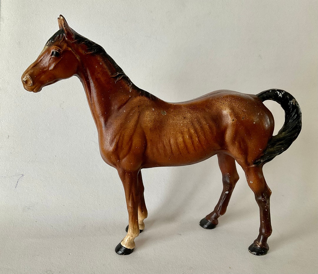 Large Antique HUBLEY Cast Iron Brown Thoroughbred HORSE Doorstop 10 1/2 ...