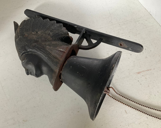 Htf Vintage Cast Iron Indian Chief Head Wall Mount Bell 12" for ...