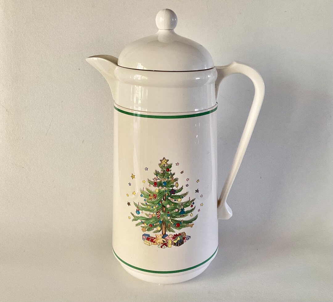 NIKKO Thermal Carafe HAPPY HOLIDAYS Christmas Tree 1 Quart Vintage ...