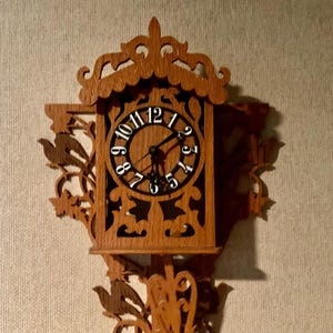 Vintage Fretwork Scrollwork Oak Wood Wall Clock Handmade Battery ...