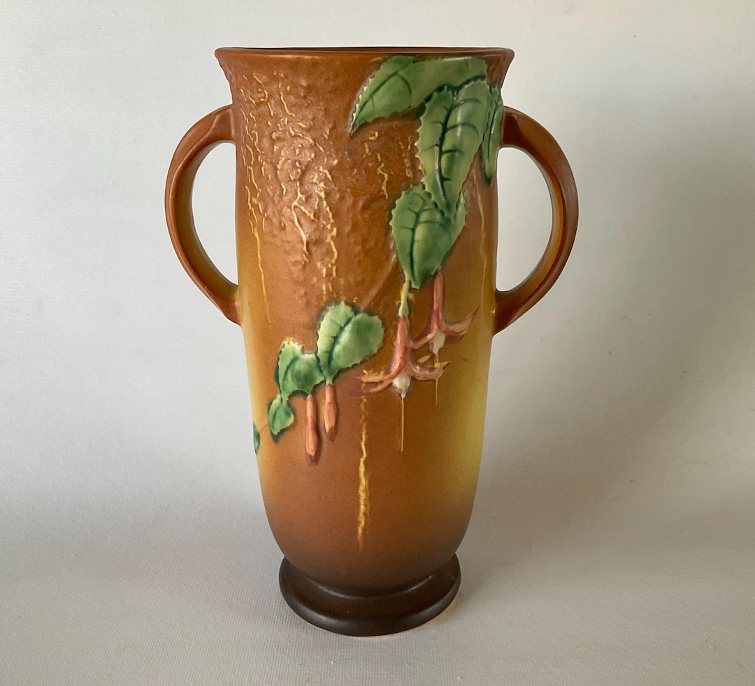 Roseville Brown FUCHSIA Vase 9 1/2" No 900-9 Ca 1938 American Art ...