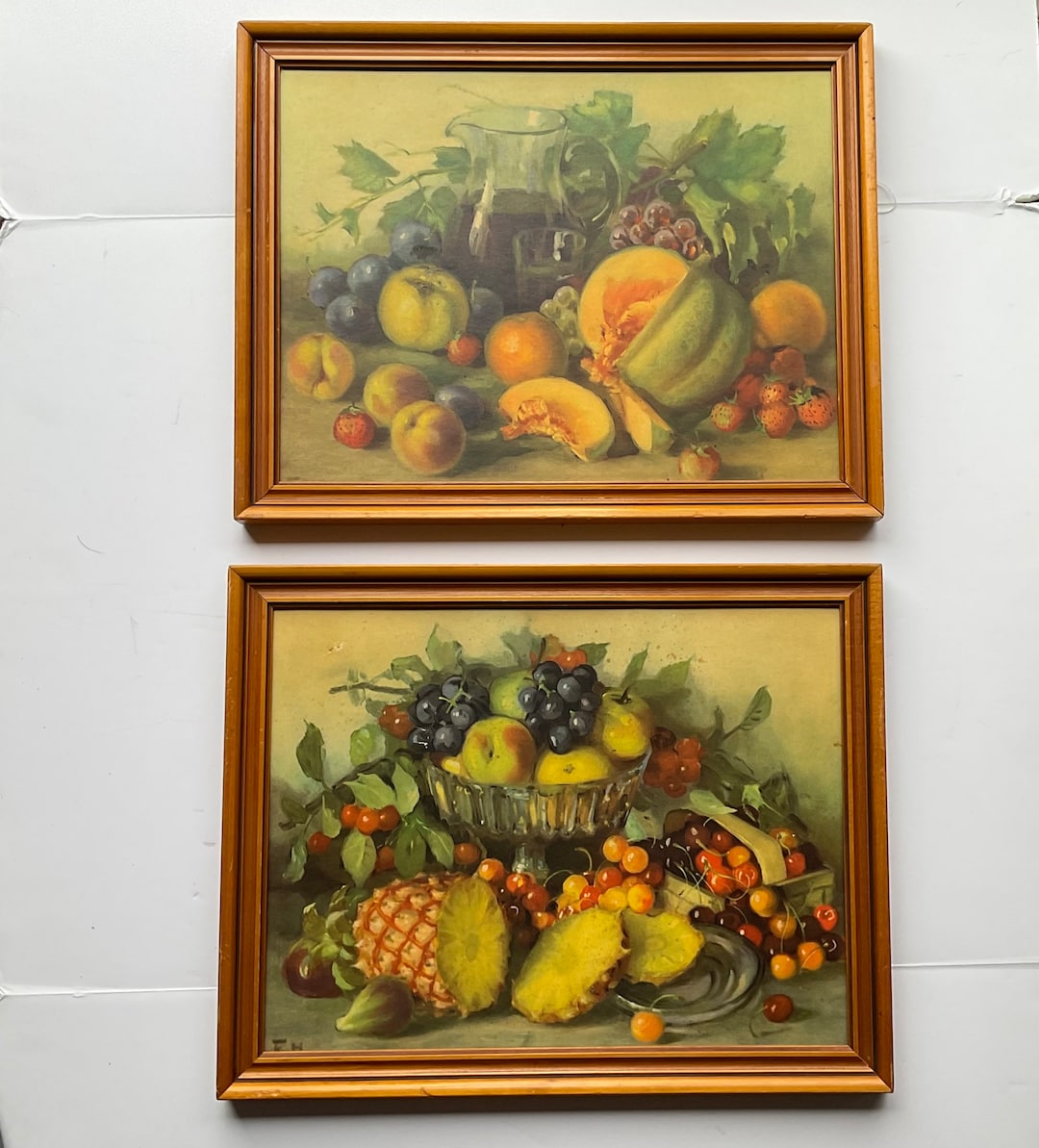 Vintage Pair Maple Wood Framed FRUIT Still Life Prints 16 3/4"x13 1/4 ...