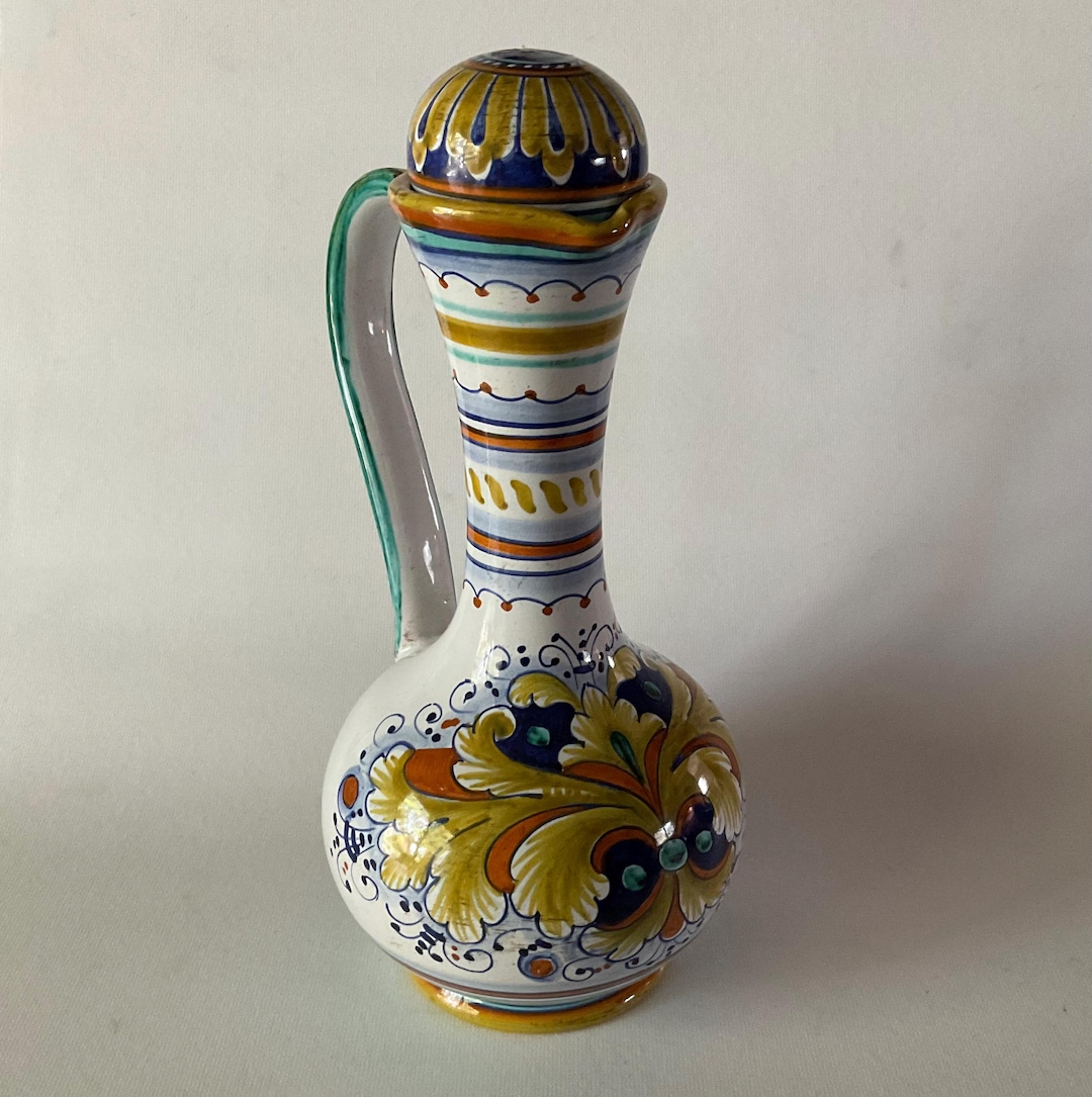 Vintage DERUTA Ceramic Carafe Pitcher With Stopper Italy Vintage Hand ...