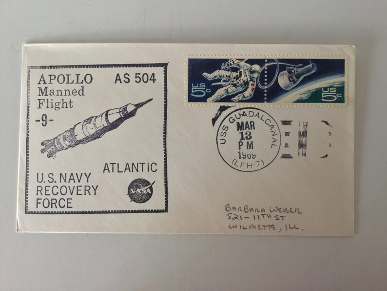 1969 Envelopes W/ SPACE STAMPS Apollo 9 11 12 First Man on | Etsy