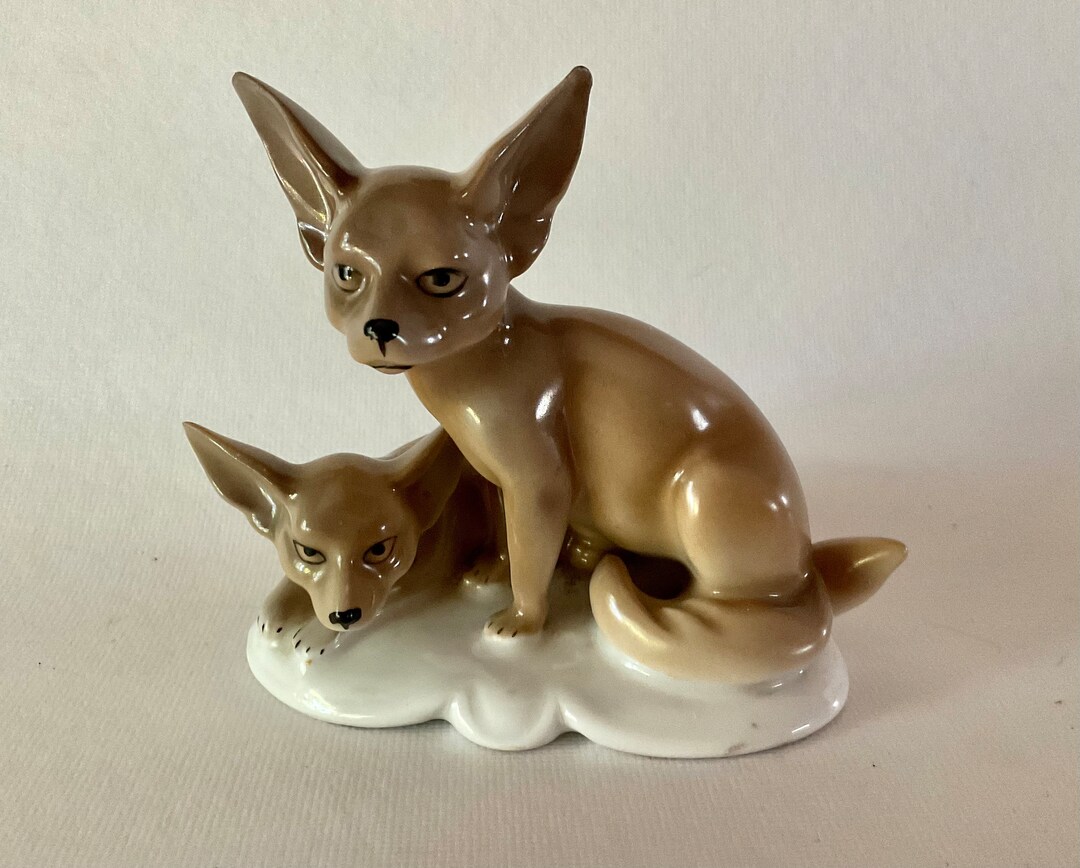 Erphila Fennec Foxes Porcelain Germany US Zone Vintage Fox Figurine ...