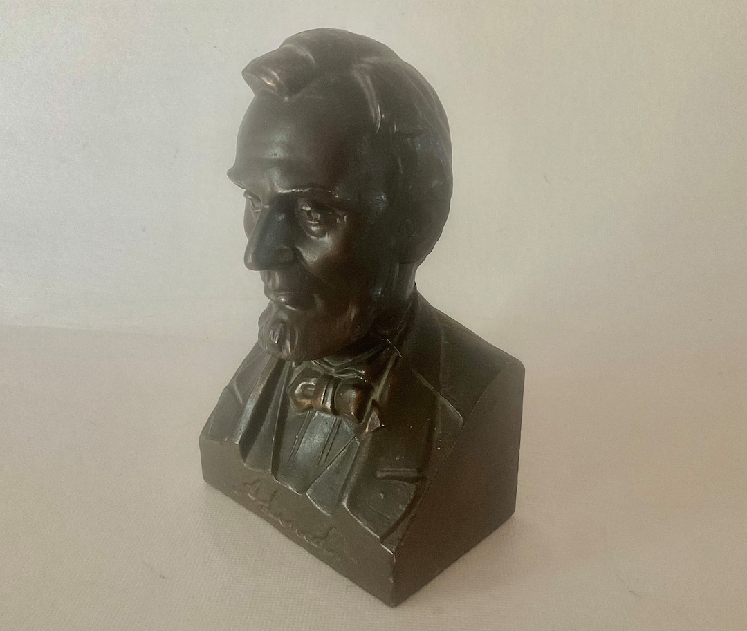 Vintage Abe LINCOLN Bust Bronze Copper Finish Bookend 6 - Etsy