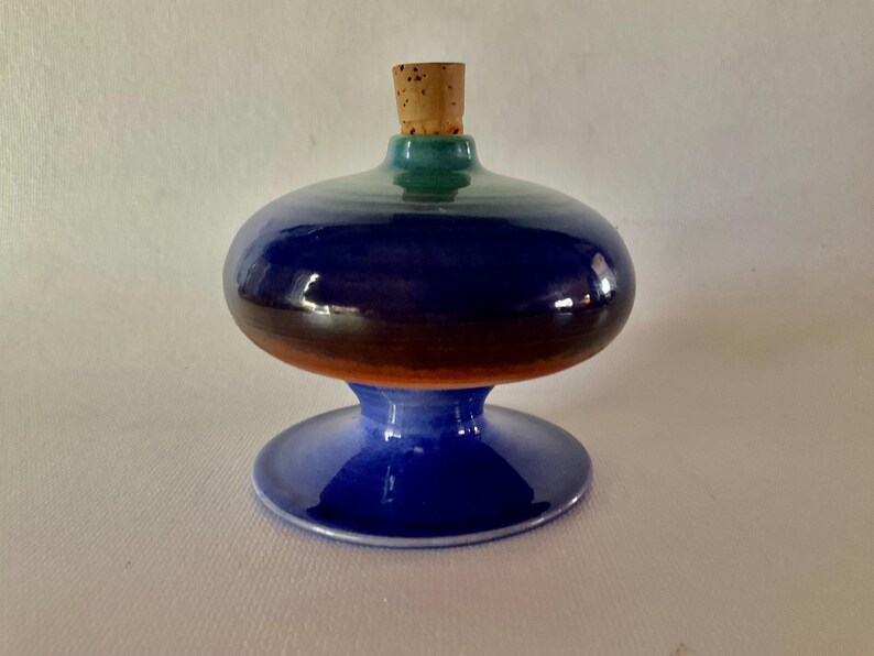 French Blue Art Pottery 2 Pc Perfume Essential Oil Vessel Bottle W ...