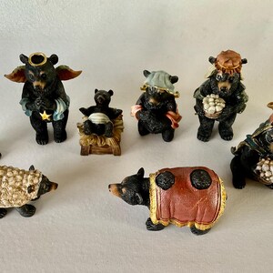 Kurt Adler 9 Pc Black BEAR NATIVITY Set Resin 3 1/2 Inch Scale ...