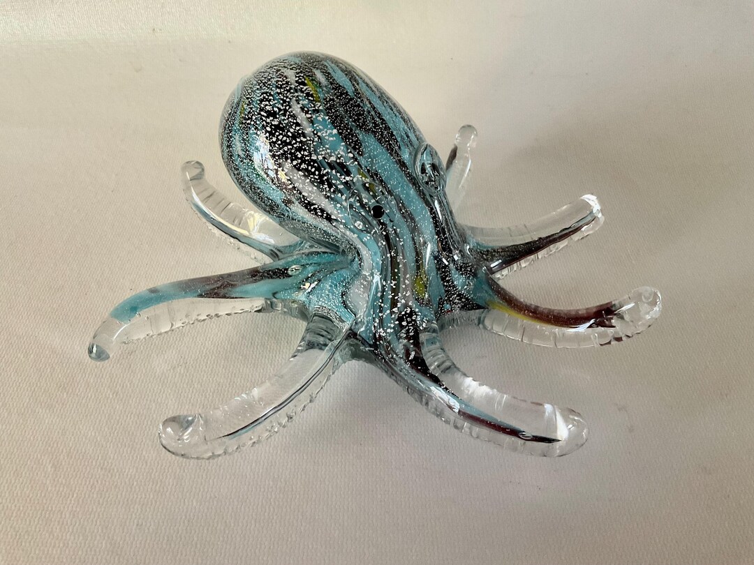 Handblown Glass OCTOPUS Paperweight Murano Style Nautical Sea Life ...