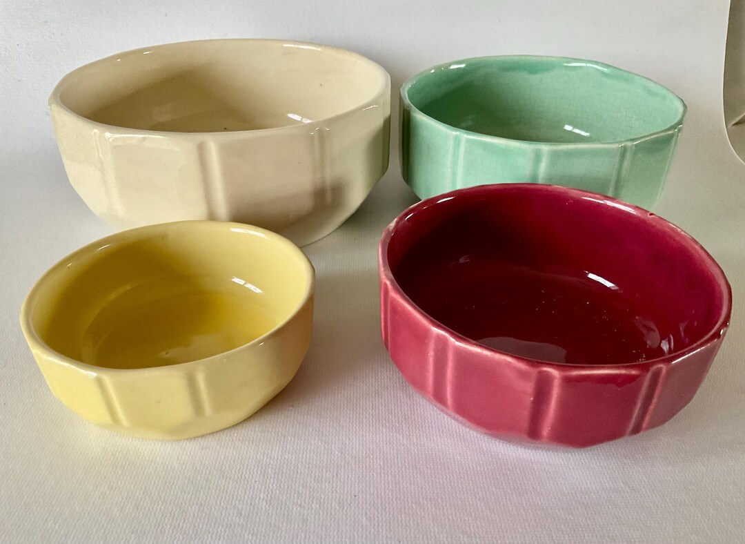 Vintage MORTON Pottery Set of 4 Nesting Bowls 12 Panel Illinois Usa - Etsy