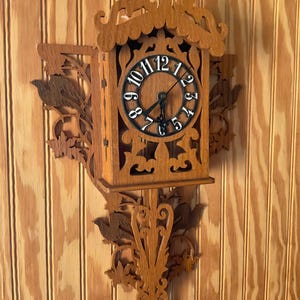 Vintage Fretwork Scrollwork Oak Wood Wall Clock Handmade Battery ...