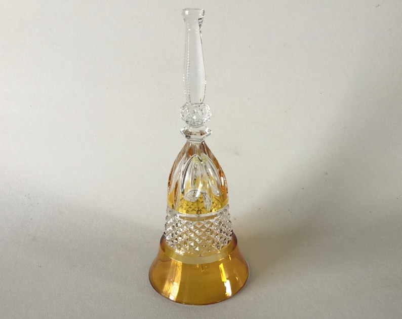 CZECH Bohemian Amber Yellow Cut to Clear Crystal Glass BELL 7 - Etsy