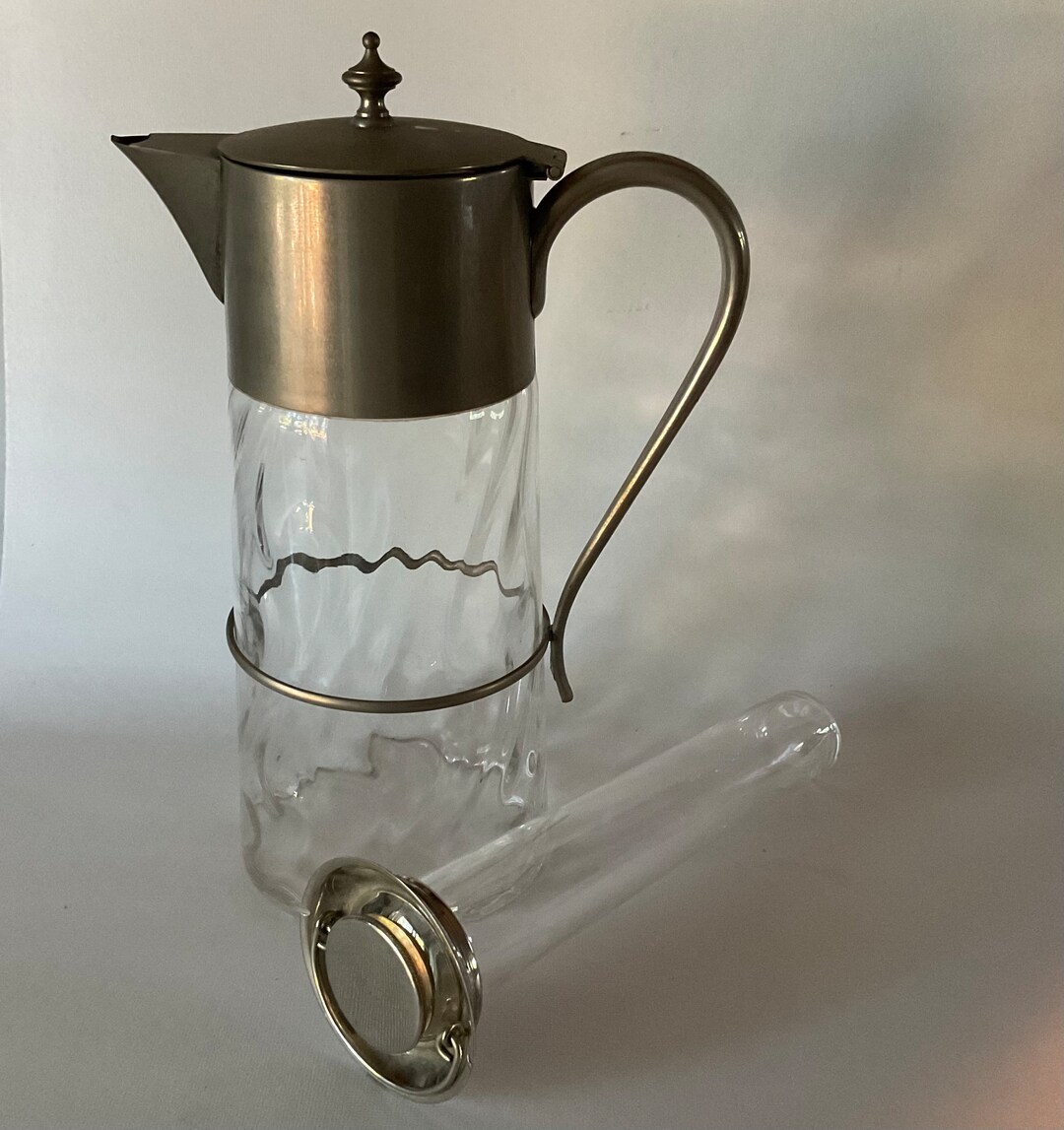Antique WMF ? Silver & Glass Water Iced Tea Lemonade Pitcher With Ice ...