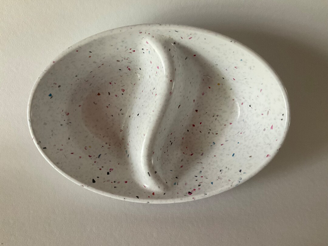 ZAK Designs White Confetti Melmac/melamine Divided Bowl/serving Dish - Etsy