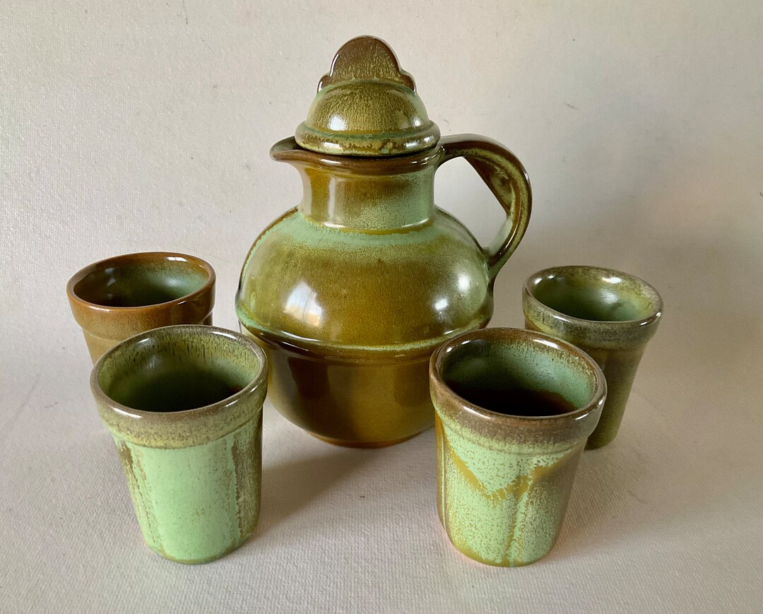 Frankoma Prairie Green Guernsey Juice Pitcher Carafe W/lid 93 4 ...