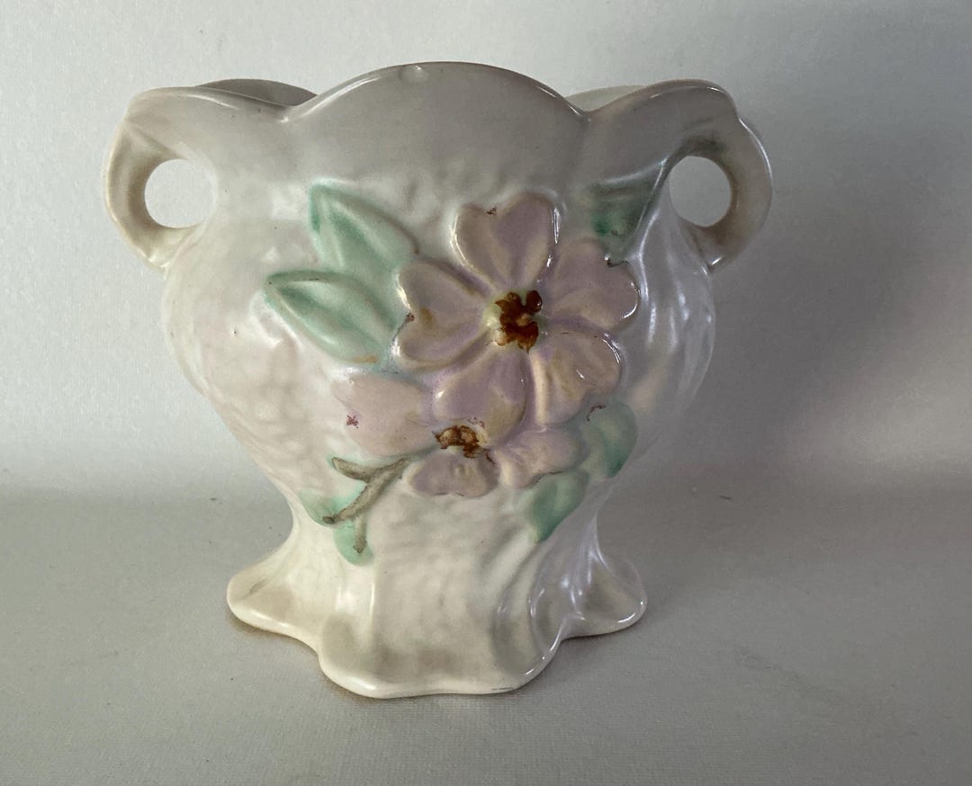 Weller DELSA 1930s Art Deco Pottery Pink Dogwood Handled Ceramic Vase 6 ...
