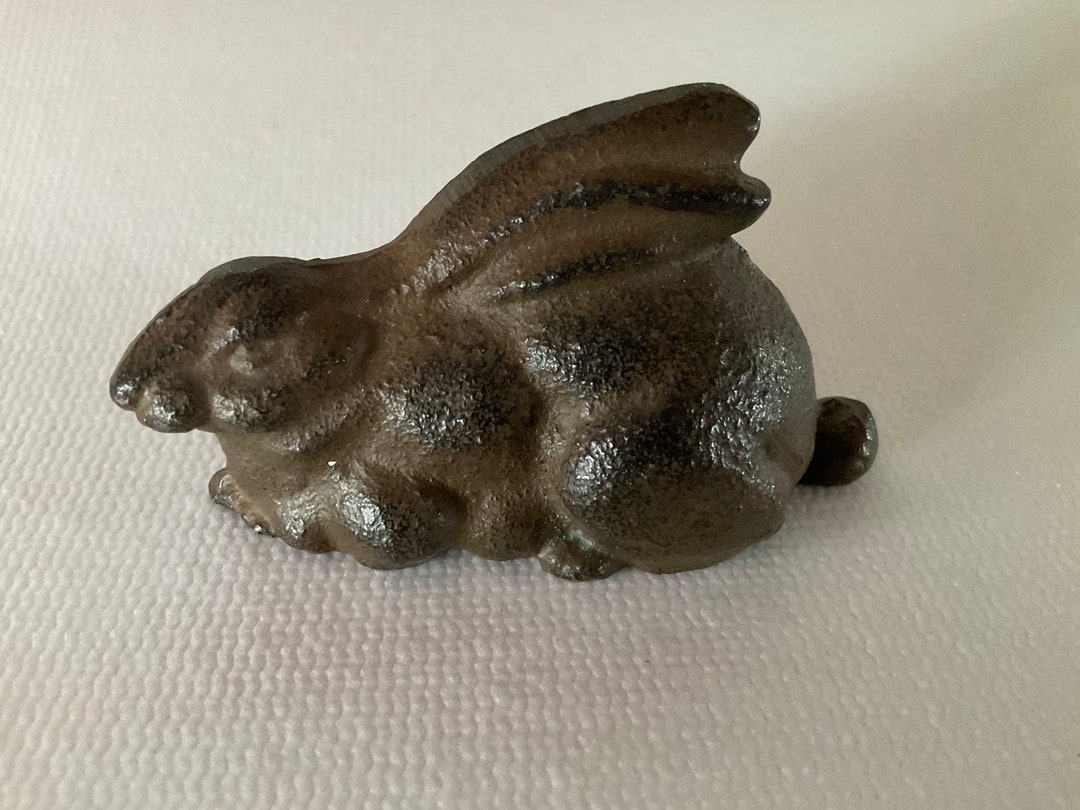 Cast Iron Bunny Rabbit Figure Paperweight Black and Brown - Etsy