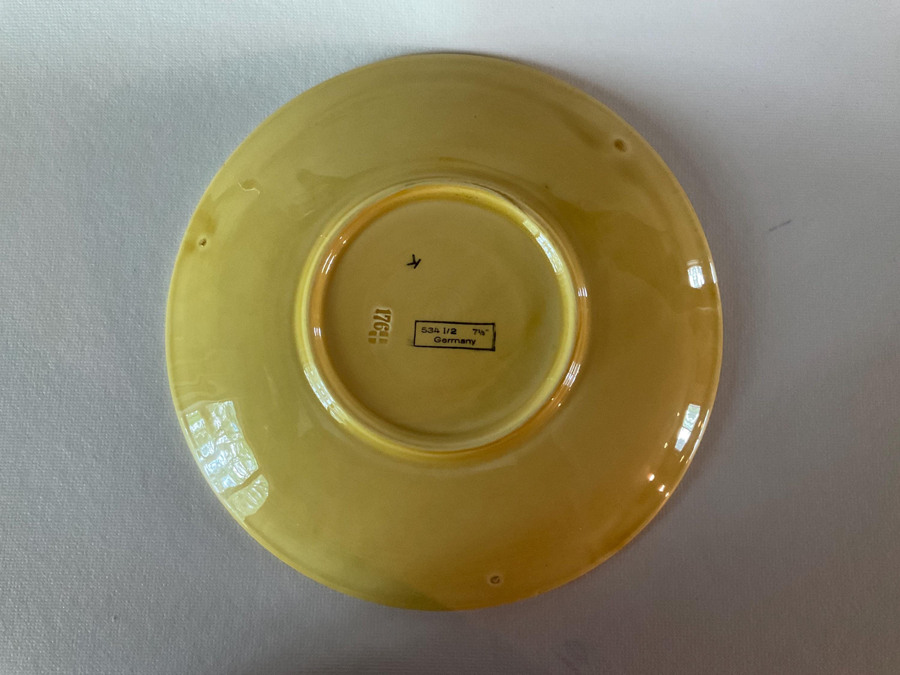 Vintage Zell Germany MAJOLICA Pottery Plate 7 3/4 Leaf Leaves Exc Mold ...