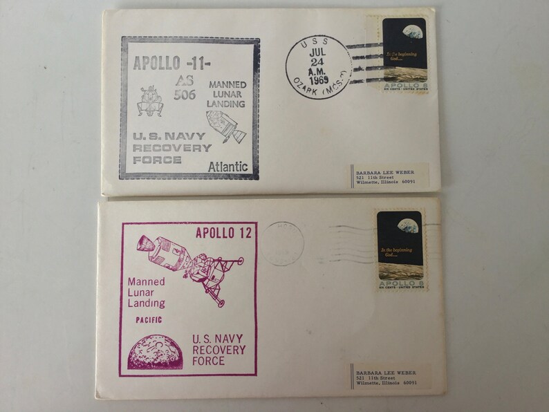 1969 Envelopes W/ SPACE STAMPS Apollo 9 11 12 First Man on | Etsy