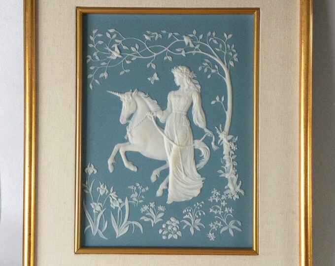 The LADY and the UNICORN by George Mcmonigle Framed Parian Plaque ...