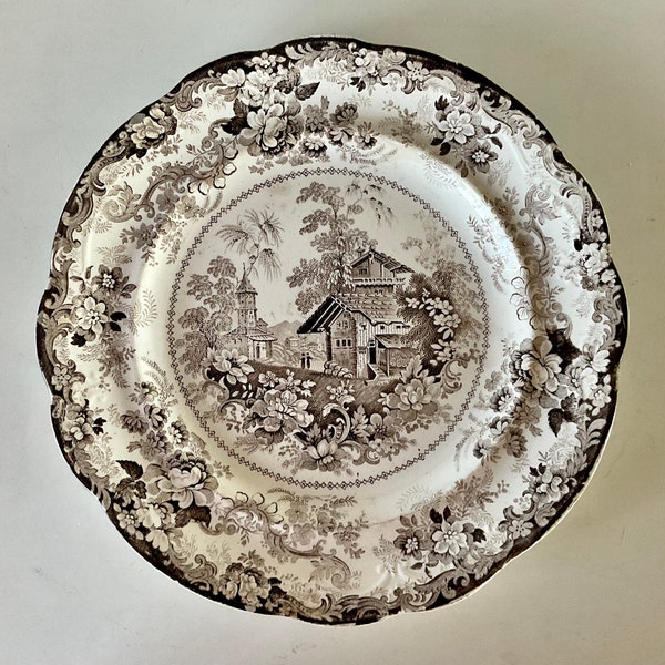 Brown Transferware Plate - Etsy