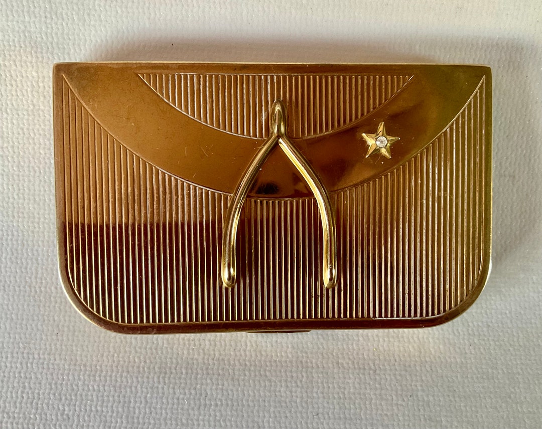 COTY Wishbone With Star Compact Art Deco Double Powder & Rouge New York ...