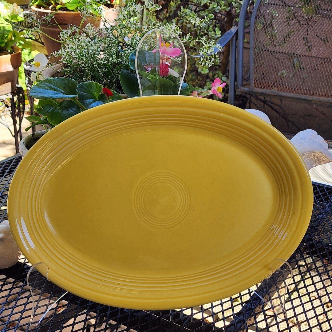 VTG Homer Laughlin Fiesta Fiestaware SUNFLOWER YELLOW 13.5" Oval ...