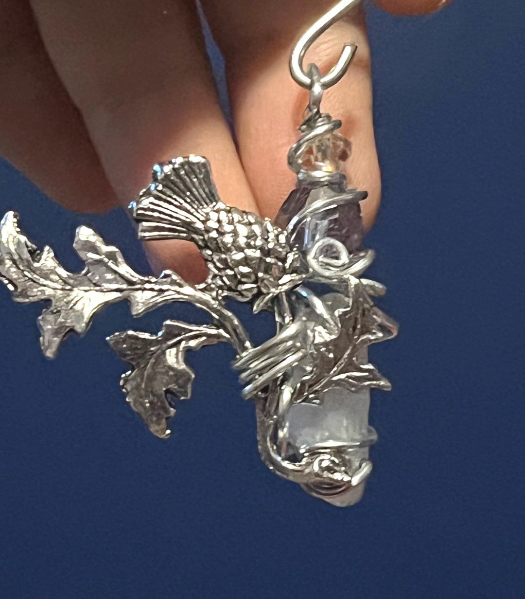 Scottish Thistle Quartz Crystal Ornament, Celtic Holiday Decoration - Etsy