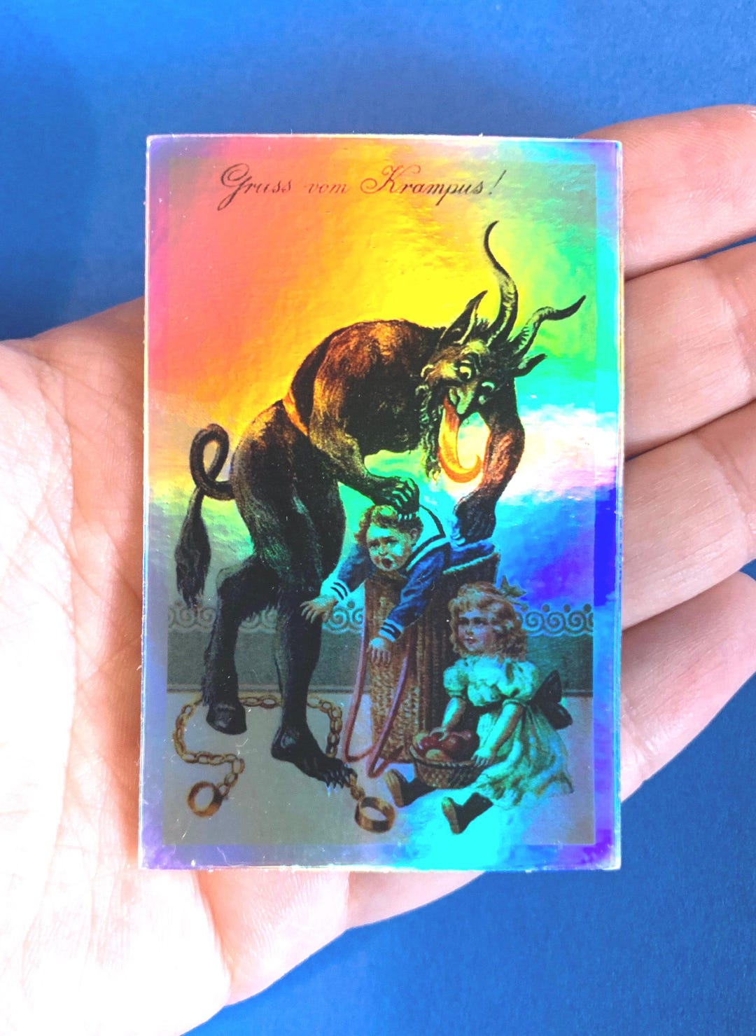 Krampus Hologram Sticker, Vintage Krampus Sticker , Xmas Horror Decal ...