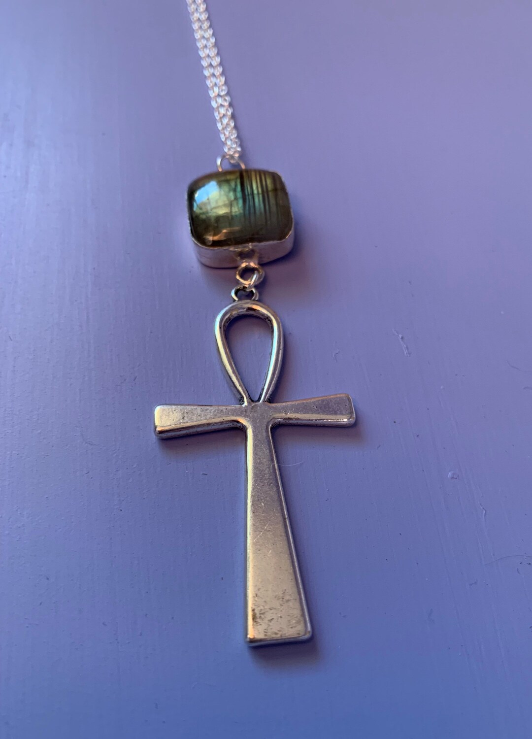 Labradorite Ankh Talisman, Eternal Life Labradorite Amulet, Antiqued ...