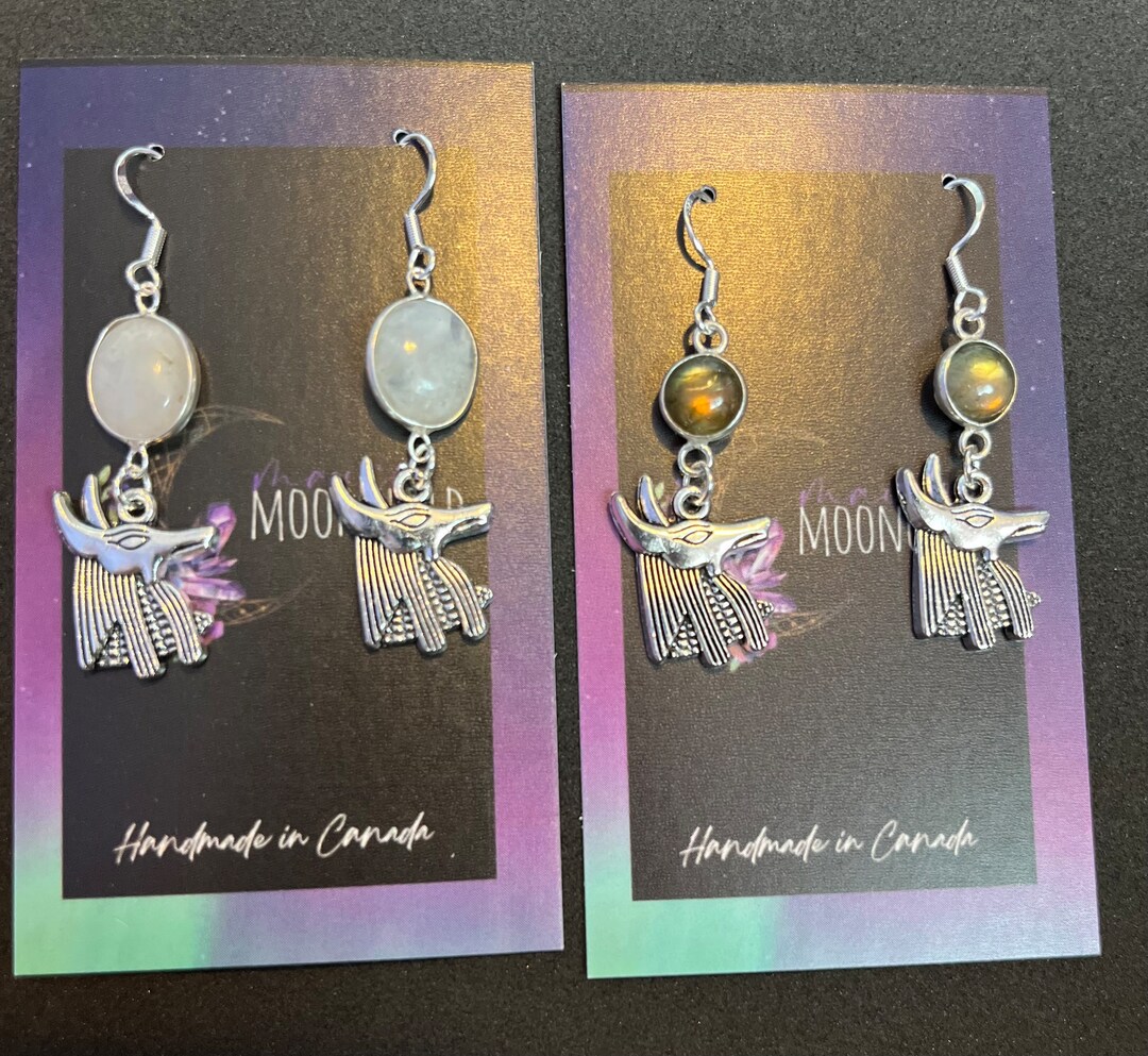 Egyptian Anubis Labradorite Earrings, Ancient Egyptian Jewelry, Anubis ...