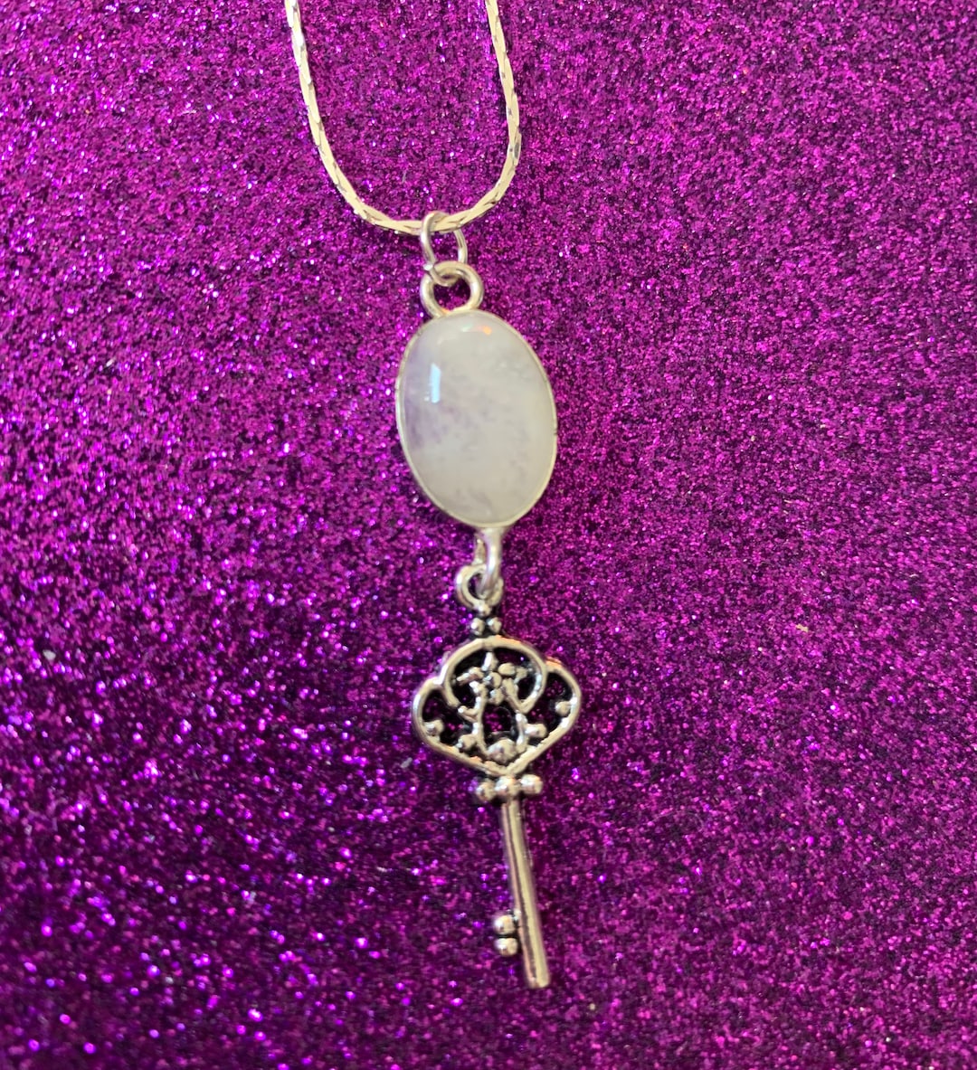 Keeper of the Keys Moonstone Necklace, Skeleton Key Pendant, Witchy ...