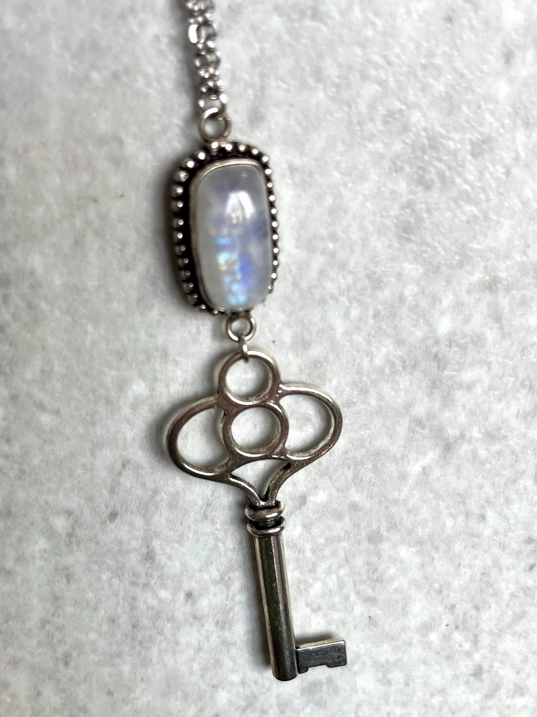Keeper of the Keys Pendant, Moonstone Key Necklace, Skeleton Key ...