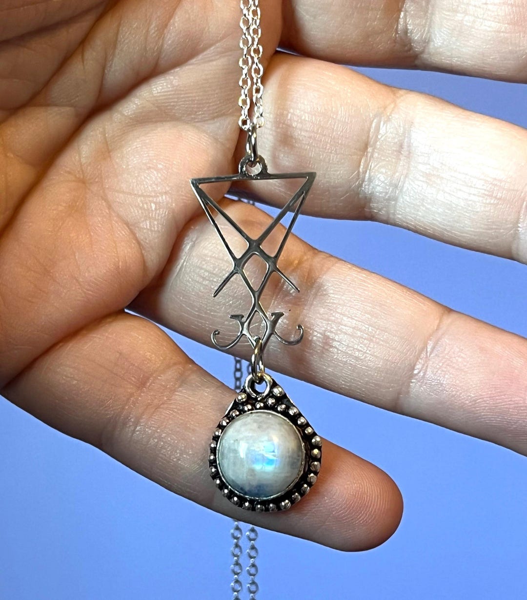 Moonstone Lucifer Necklace, Lucifer Morningstar Pendant, Moonstone ...