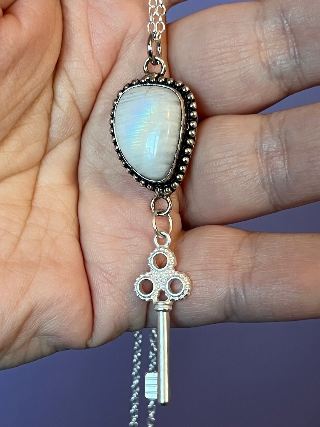 Keeper of the Keys Pendant, Moonstone Key Necklace, Skeleton Key ...