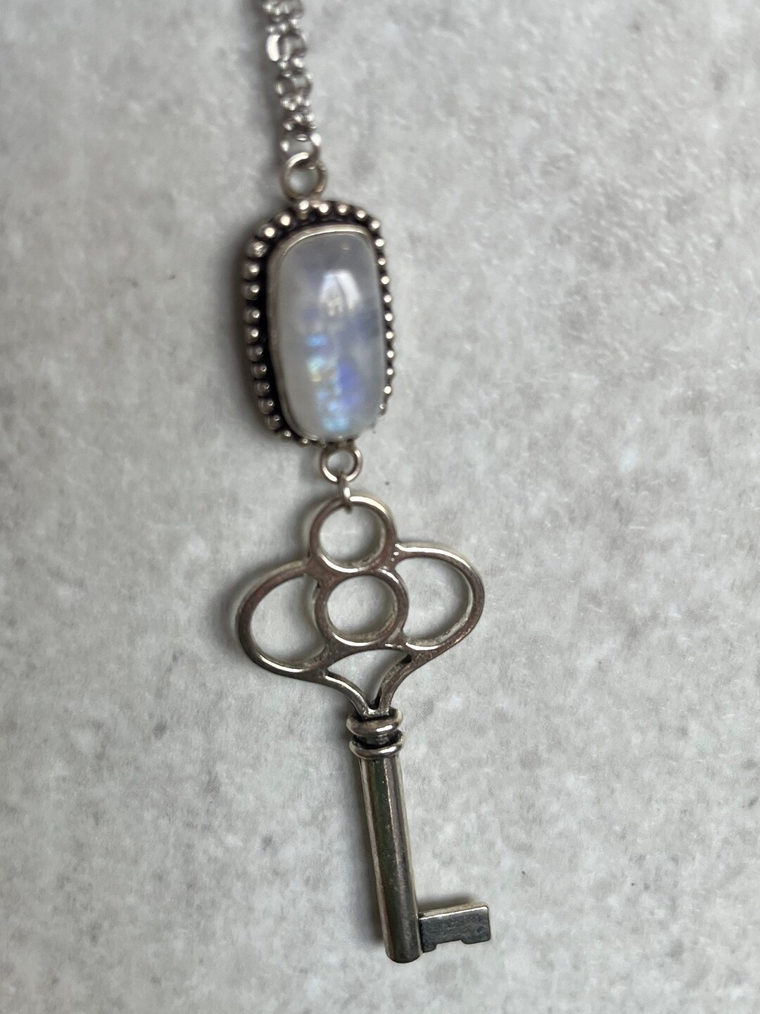 Keeper of the Keys Pendant, Moonstone Key Necklace, Skeleton Key ...