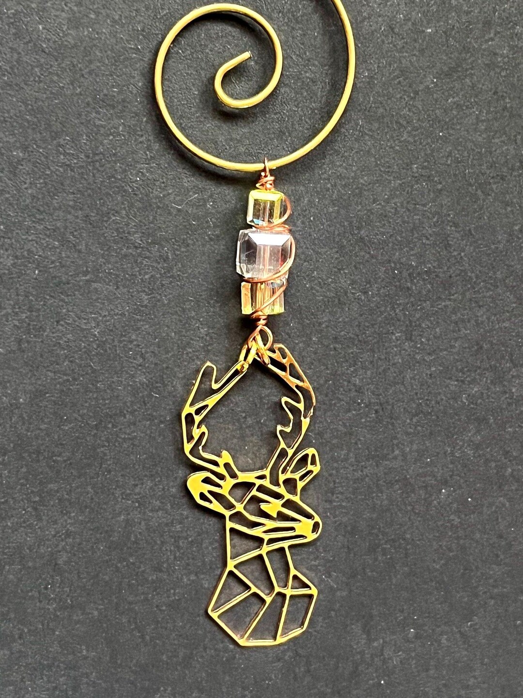 Gold Stag Christmas Ornament, Origami Deer, Pagan Deer Keepsake, Horned ...