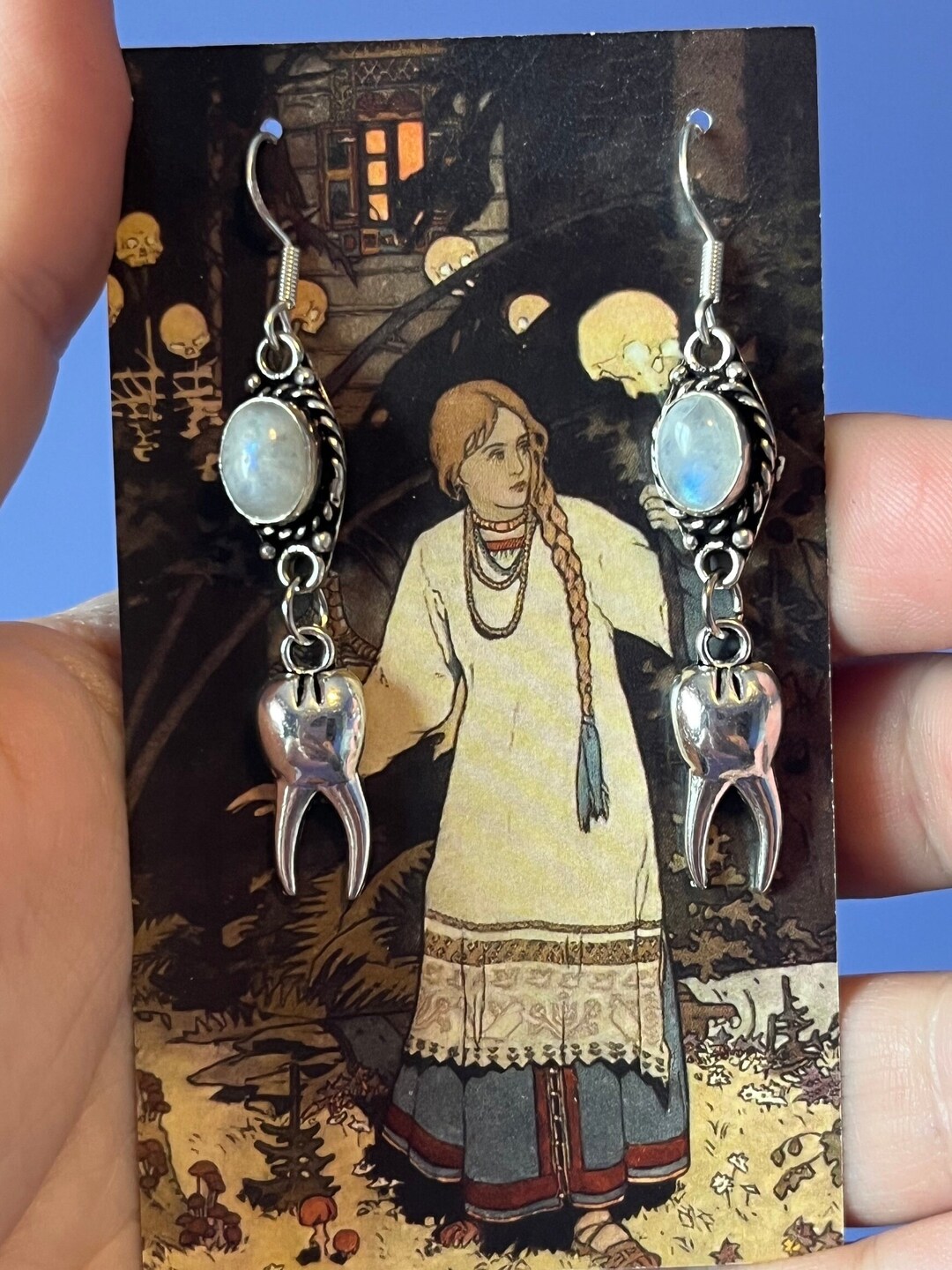 Moonstone Tooth Talisman, Cottage Witch Jewelry Gift, Halloween Jewelry ...