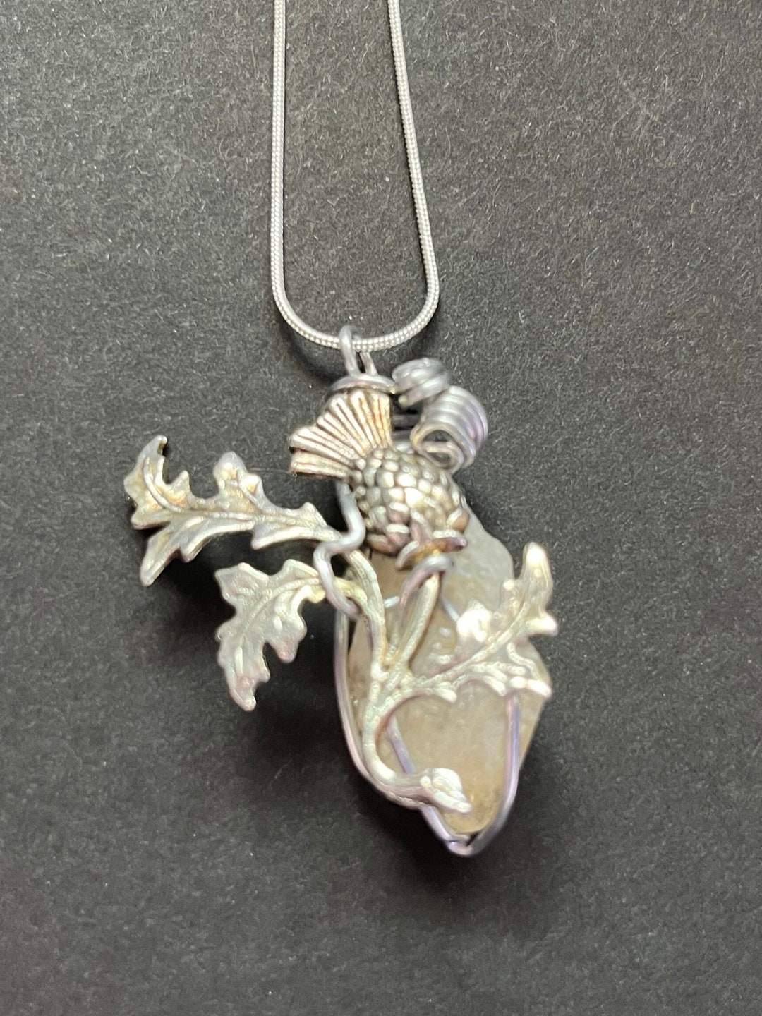 Scottish Thistle Crystal Necklace, Beloved Thistle Talisman, Thistle ...