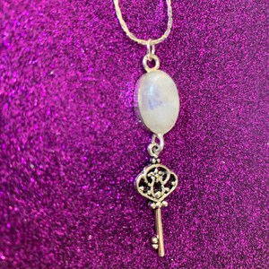 Keeper of the Keys Moonstone Necklace, Skeleton Key Pendant, Witchy ...