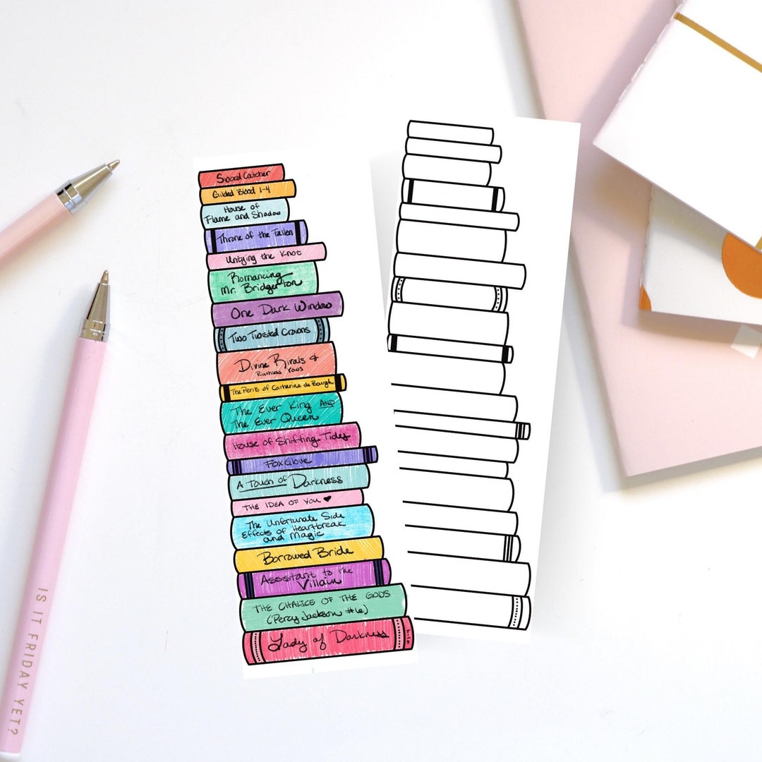 Printable Book Tracker Bookmark - 20 Book Stack Bookmark, Reading Log ...
