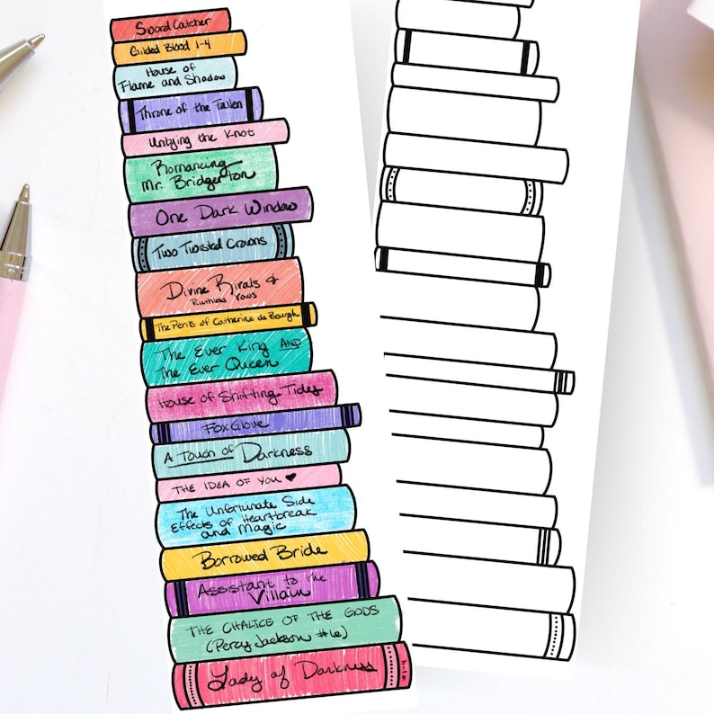 Printable Book Tracker Bookmark - 20 Book Stack Bookmark, Reading Log ...